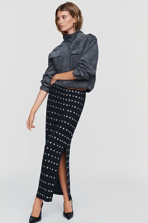 Anthropologie Studded Midi Skirt