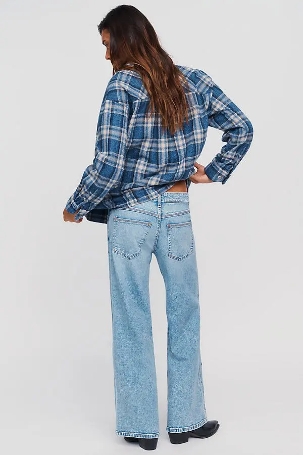 PILCRO Esme Mid Rise Wide Leg Grommet Jeans