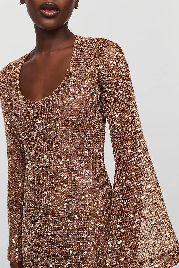 THE WOLF GANG Tierra Sequ Midi Dress