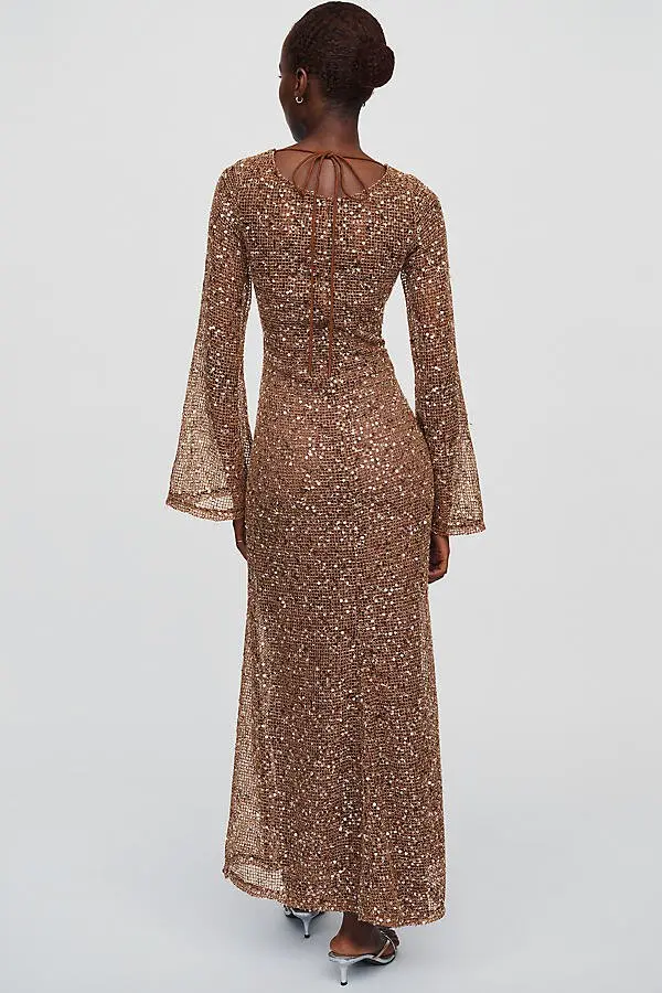 THE WOLF GANG Tierra Sequ Midi Dress