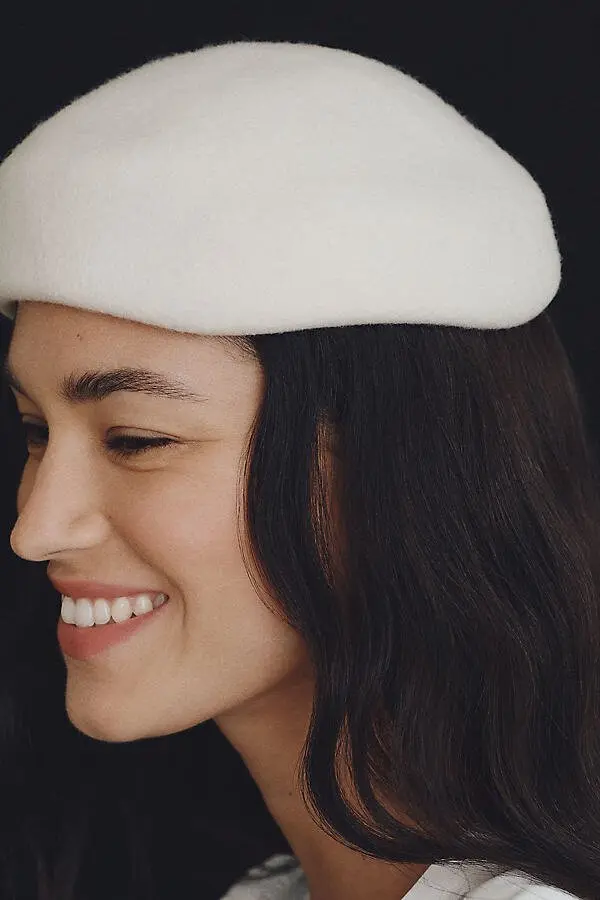 Lele Sadoughi 100% Wool Beret - White