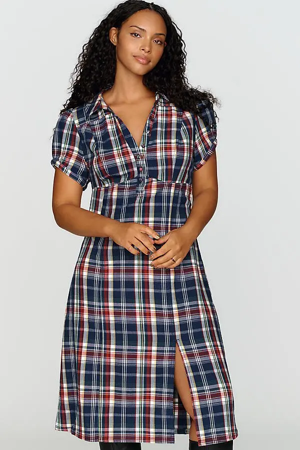 PILCRO Rebekah Slim Midi Dress - Multi Plaid