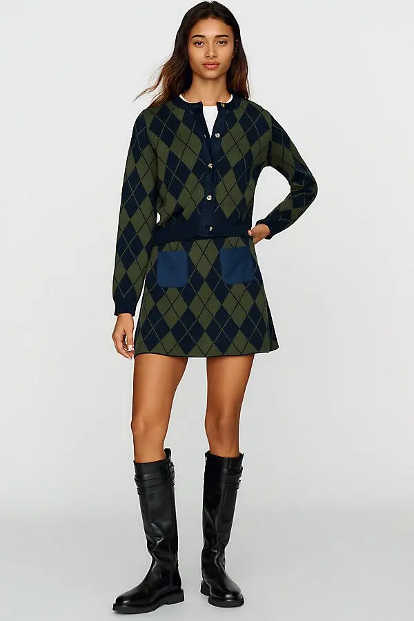 Maeve 100% Cotton Argyle Mi Skirt