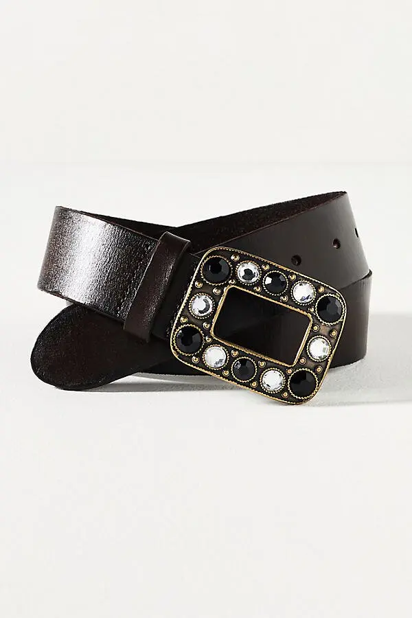 Anthropologie Embellished Buckle Belt - Brown