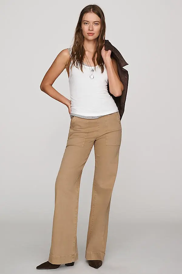 Joe's Jeans Side Zip High Rise Wide Leg Jeans - Desert Tan