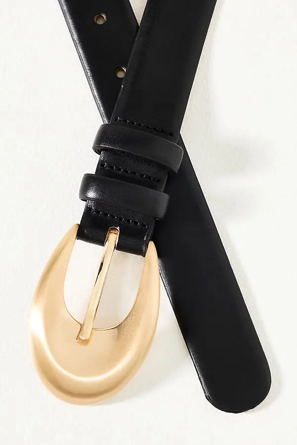 Anthropologie Hensler Oval Buckle Belt - Black