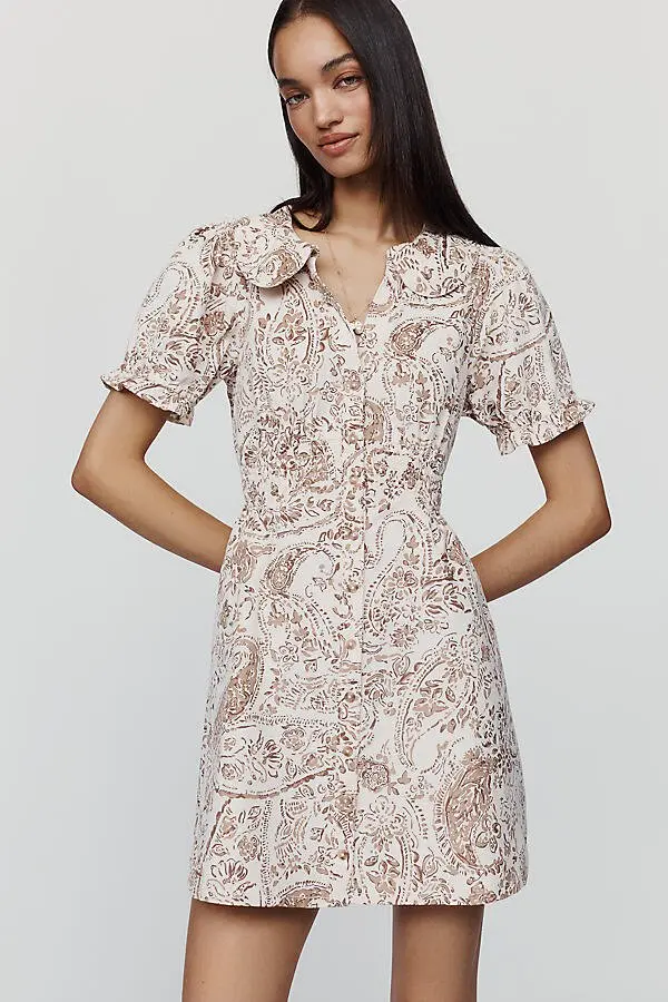 PILCRO Keira 100% Cotton Corduroy Mi Dress - Neutral Pattern