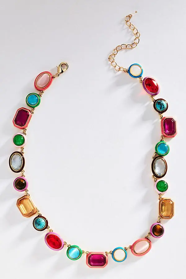 Anthropologie Gemstone Medley Necklace - Purple Pattern