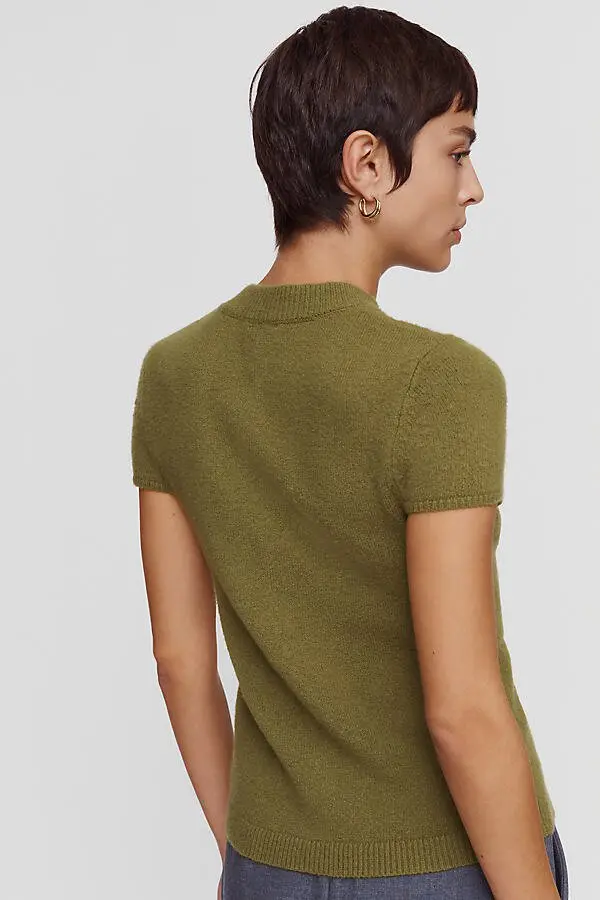 Maeve Wool Blend Cap-sleeve Cardigan - Olive