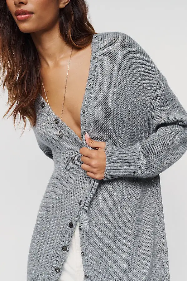 Anthropologie Deep V-neck Longle Cardigan