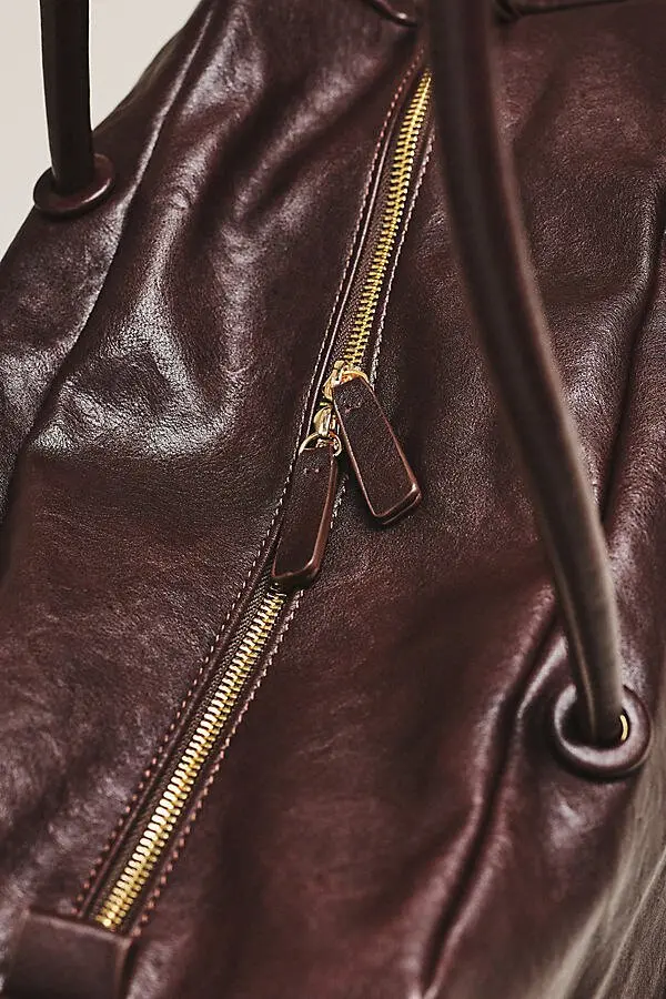 Anthropologie Slouchy Faux Leather Tote Bag - Chocolate