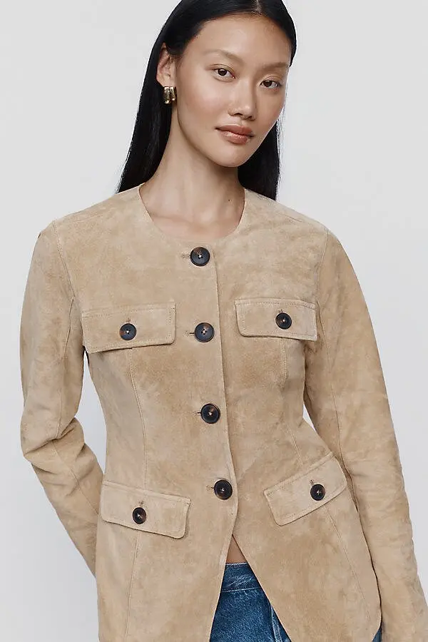 Blanknyc Crew Neck Suede Jacket
