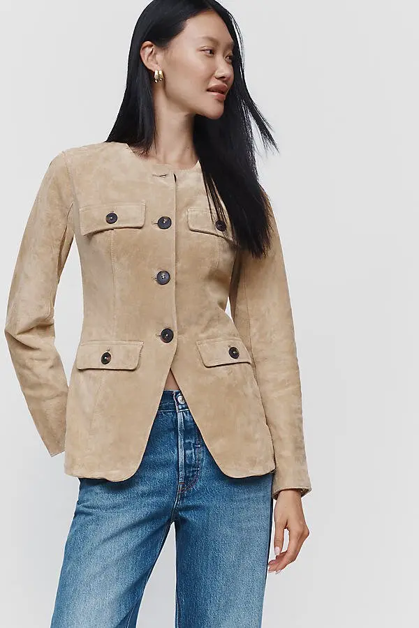 Blanknyc Crew Neck Suede Jacket