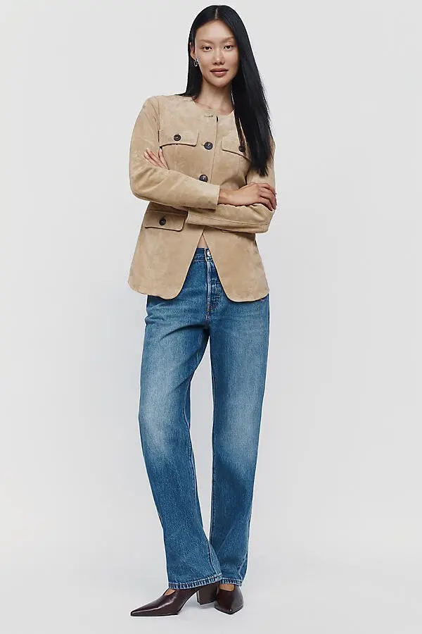 Blanknyc Crew Neck Suede Jacket