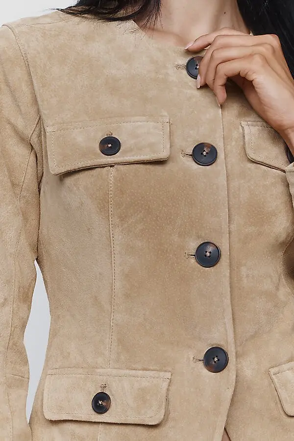 Blanknyc Crew Neck Suede Jacket