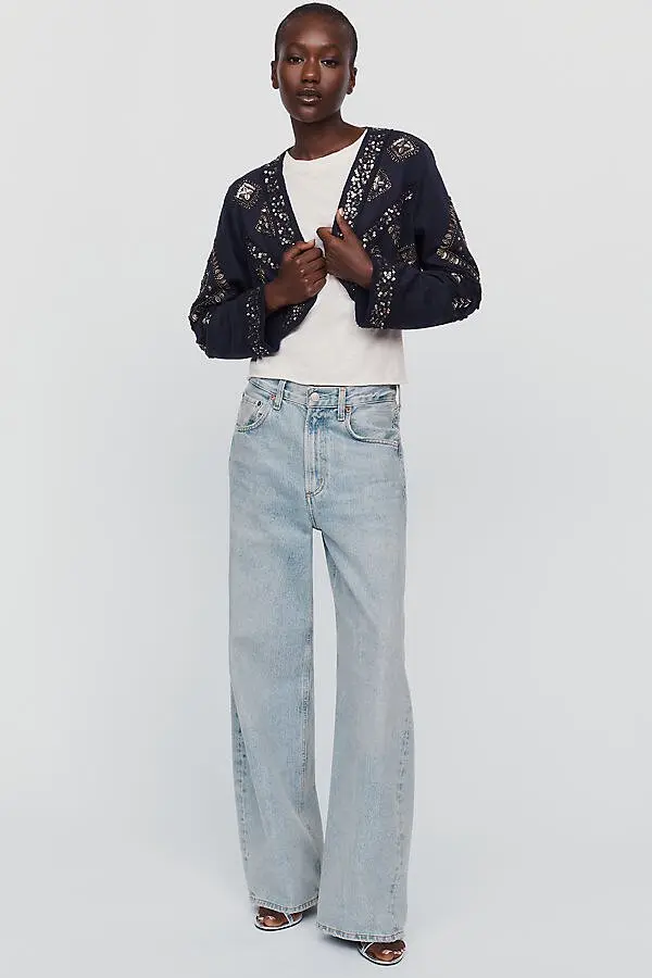 Anthropologie Beaded Shrug Top