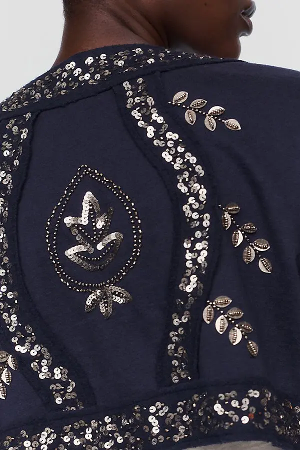 Anthropologie Beaded Shrug Top