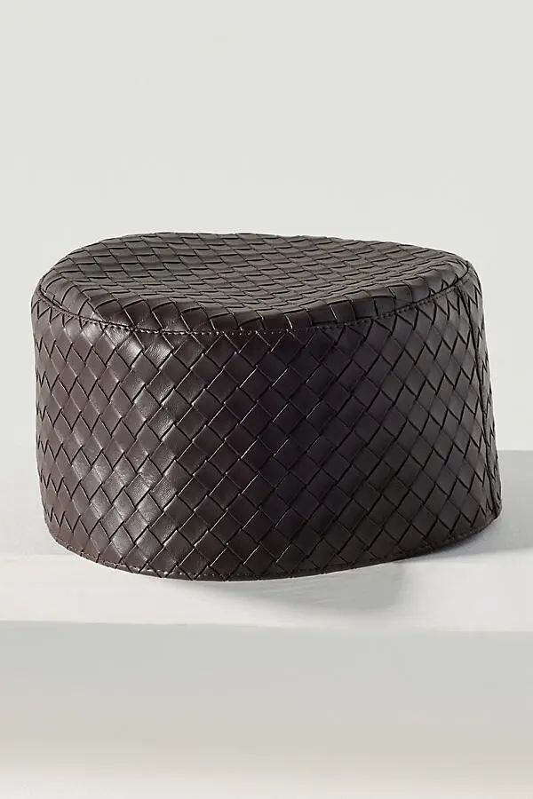 WYETH Woven Leather Pillbox Hat