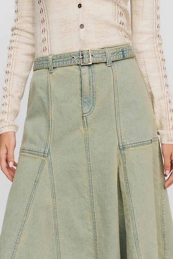 PILCRO Asymmetric Denim Skirt