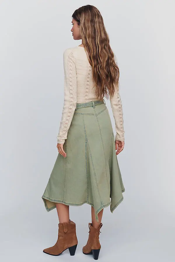 PILCRO Asymmetric Denim Skirt