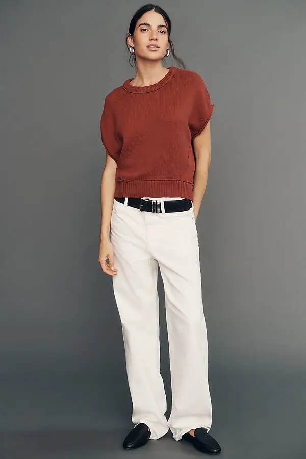 Maeve 100% Cotton Drop-shoulder Sweater - Cinnamon
