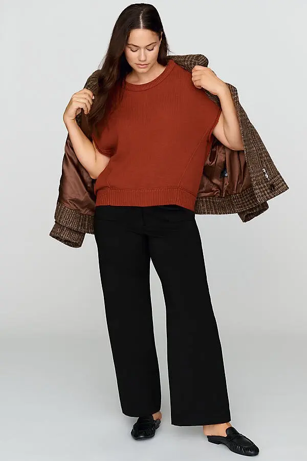 Maeve 100% Cotton Drop-shoulder Sweater - Cinnamon