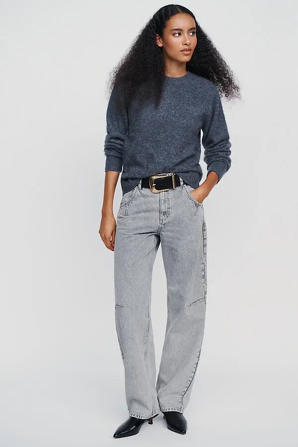 SEVENTY + MOCHI Na High Rise Barrel Leg Jeans - Silver Lining