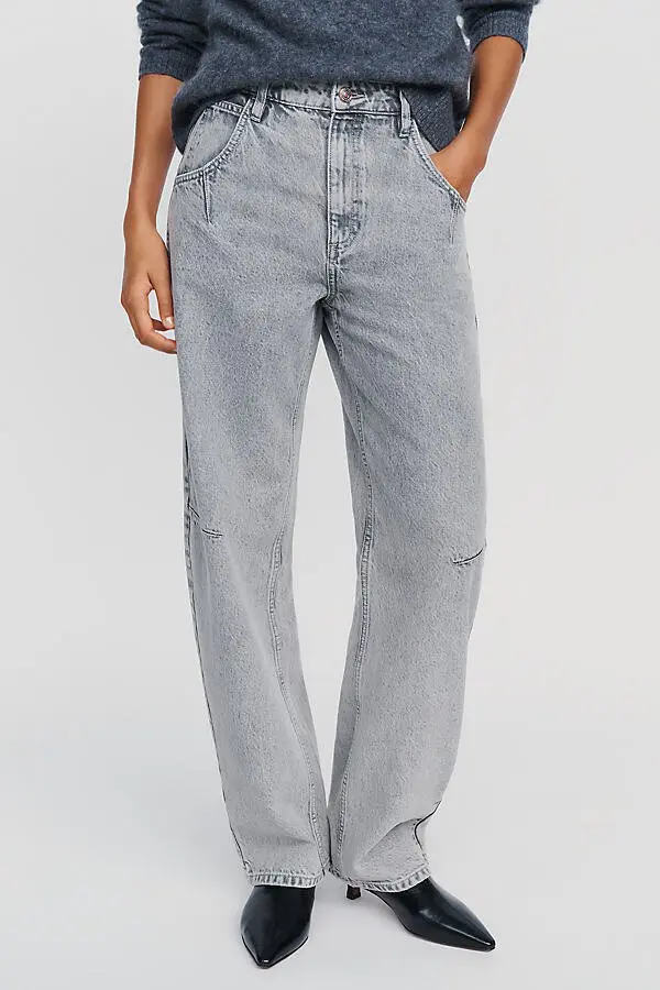 SEVENTY + MOCHI Na High Rise Barrel Leg Jeans - Silver Lining