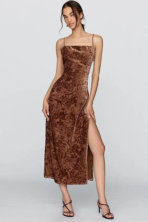 Bhldn Burnout Velvet Slip Maxi Dress