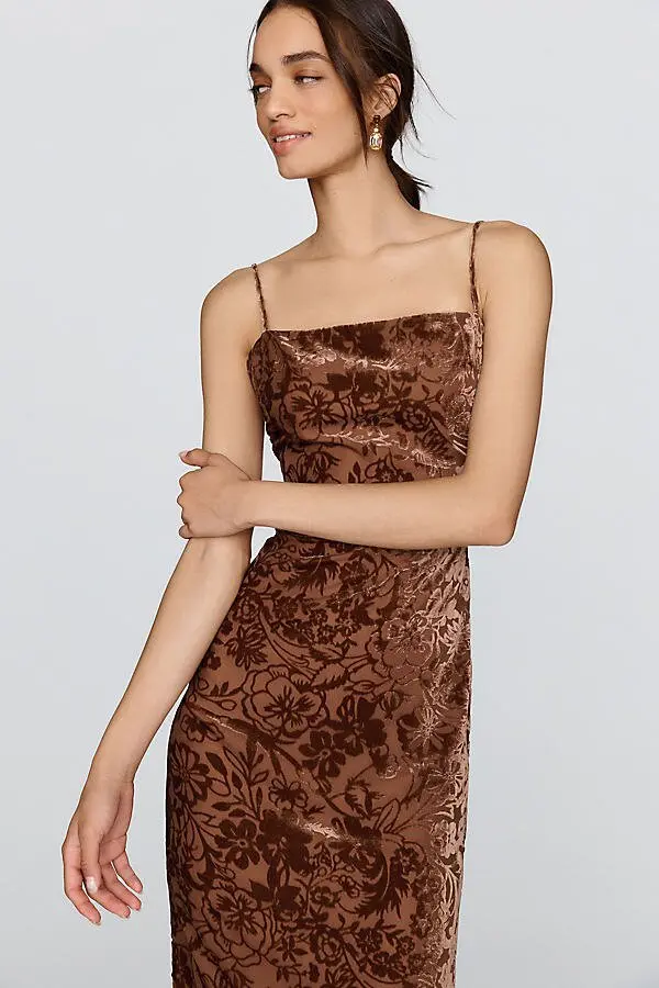 Bhldn Burnout Velvet Slip Maxi Dress