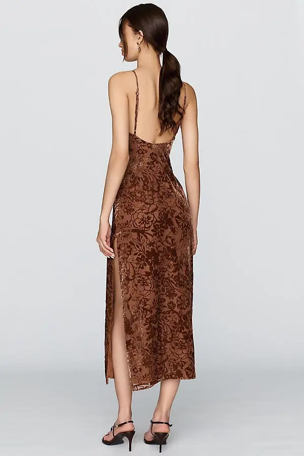Bhldn Burnout Velvet Slip Maxi Dress