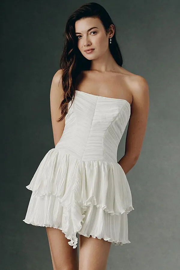Bhldn Eleonora Strapless Pleated Fit & Flare Mi Dress - Ivory