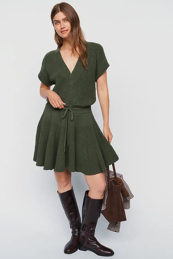 Anthropologie V-neck Sweater Mi Dress