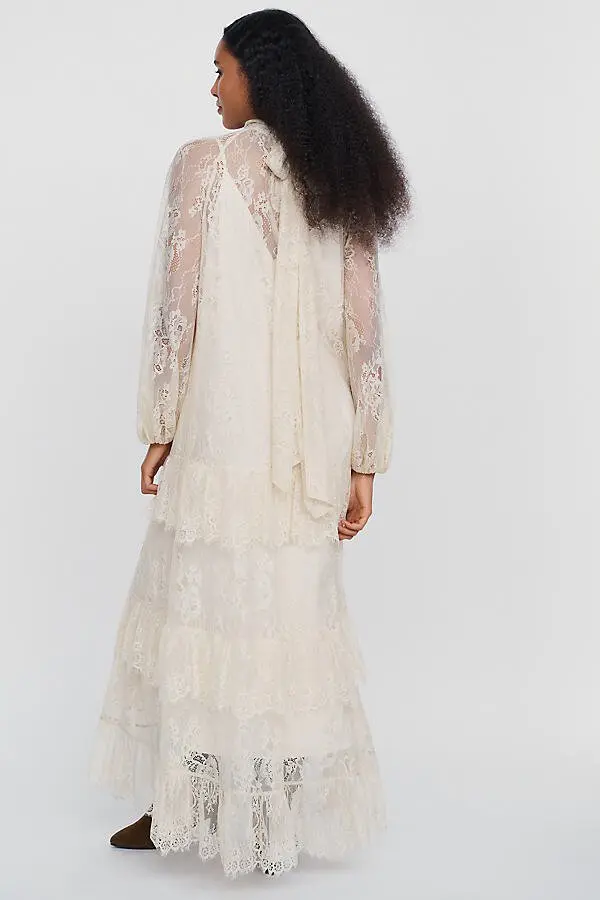 MAUDE CLUB Olympia Lace Midi Dress