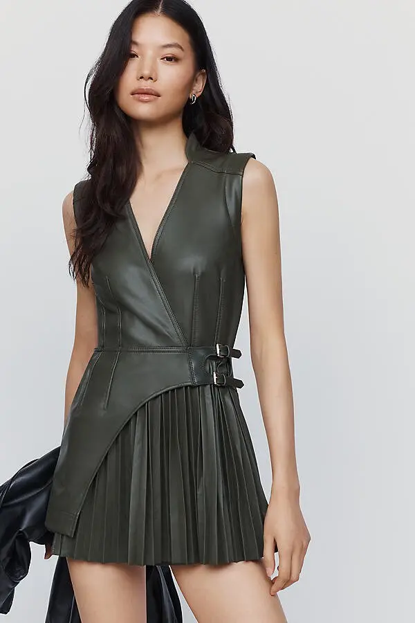 Anthropologie Faux Leather Wrap Romper
