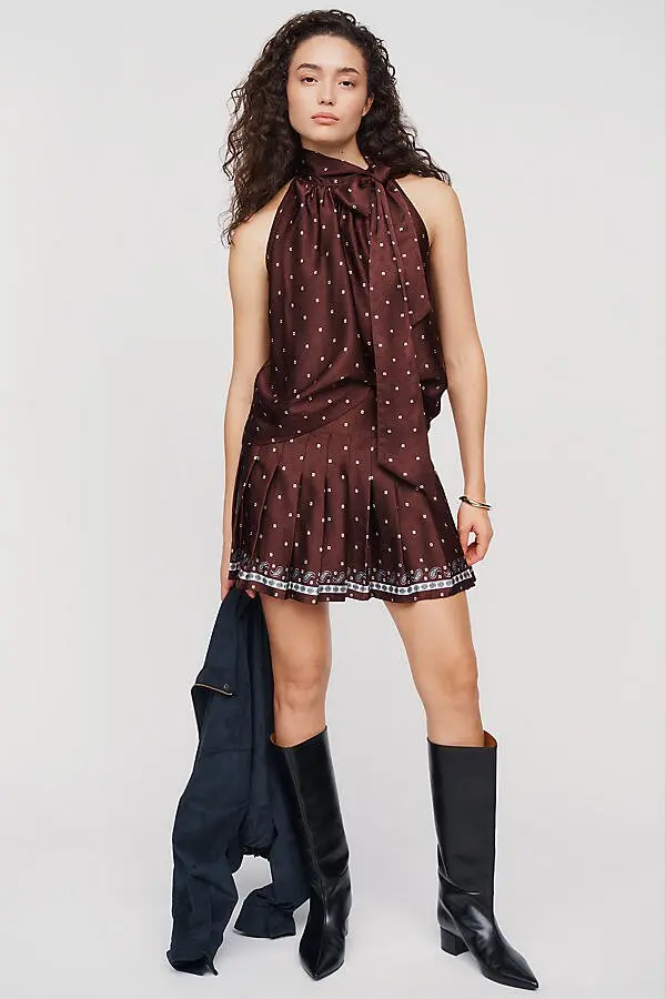 Maeve Pleated Sat Mi Skirt