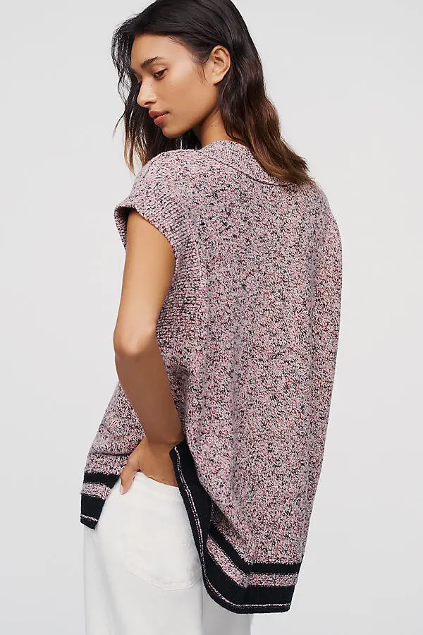 Maeve Overd Wool Cotton Short Sleeve V-neck Sweater
