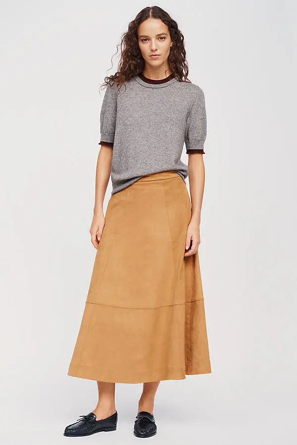 FAVORITE DAUGHTER Aspen Faux Suede Midi Skirt