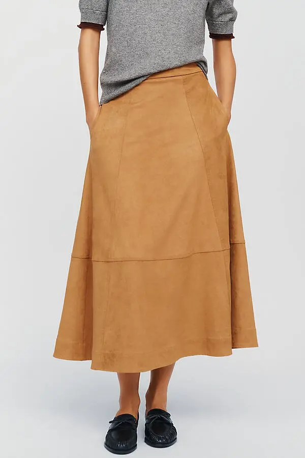 FAVORITE DAUGHTER Aspen Faux Suede Midi Skirt