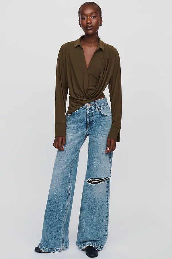 SOVERE / Selen Draped Shirt Top - Olive