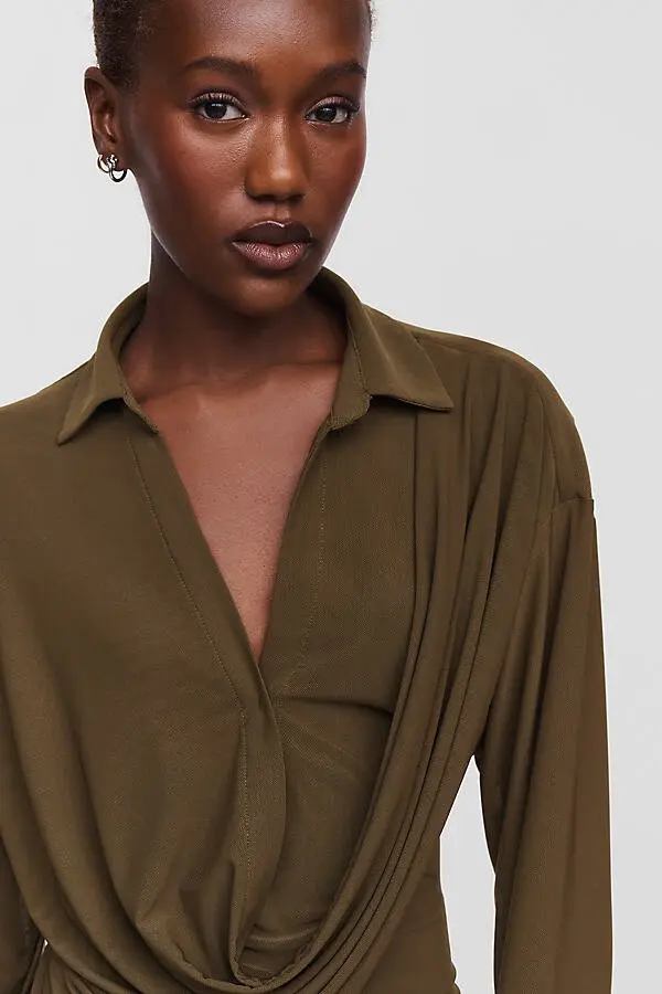 SOVERE / Selen Draped Shirt Top - Olive