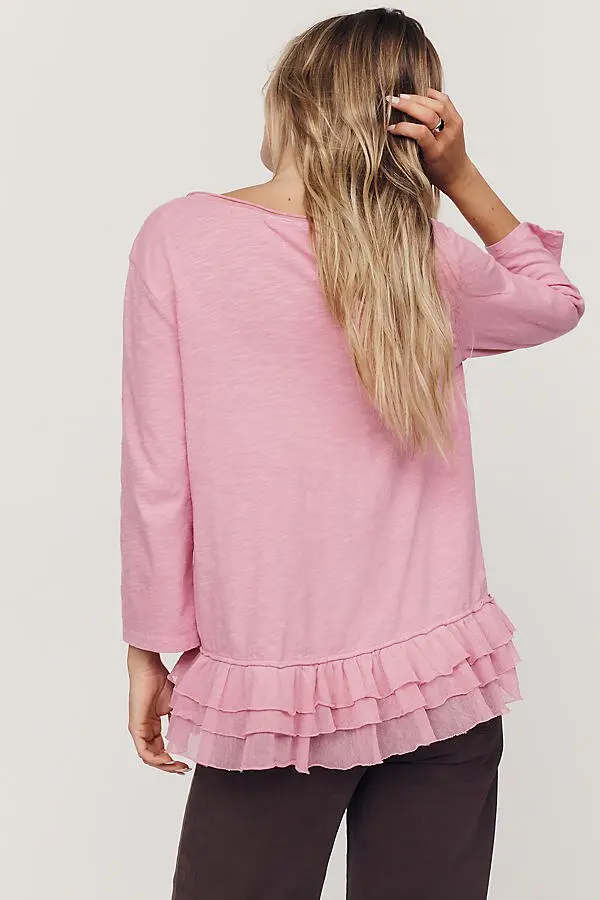Wilt 100% Cotton Mixed-media Tee - Rose