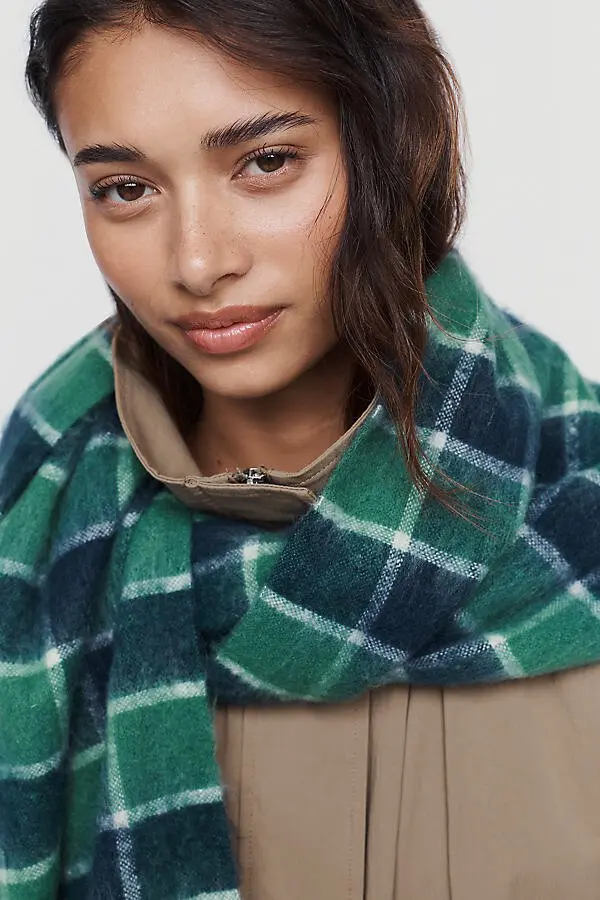 Maeve Pop Plaid Scarf - Navy