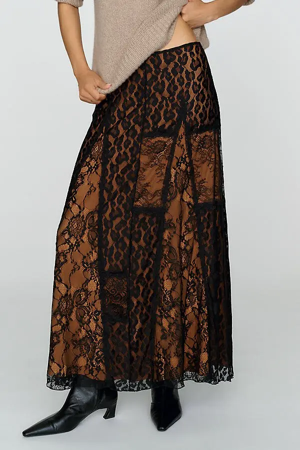 Anthropologie Lace Godet Maxi Skirt