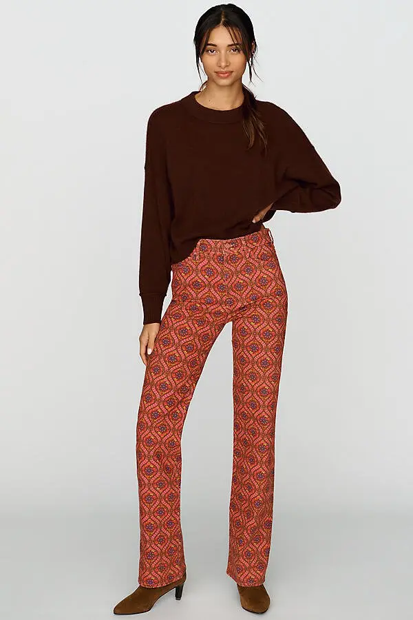 Anthropologie Mother The Kick It High Rise Straight Leg Jeans - Red