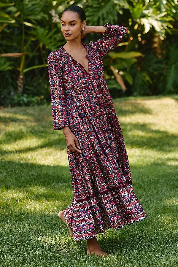 RO'S GARDEN Sonia 100% Cotton Maxi Dress