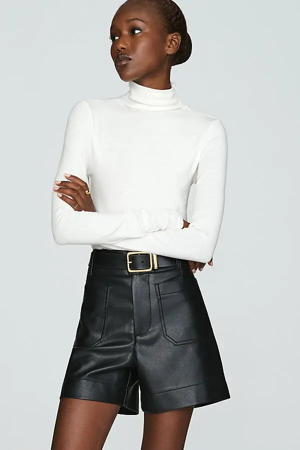 Maeve Colette Faux Leather Longle High Rise Shorts