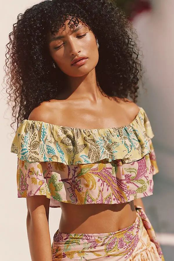 CELANDINE Off-shoulder Ruffled Top