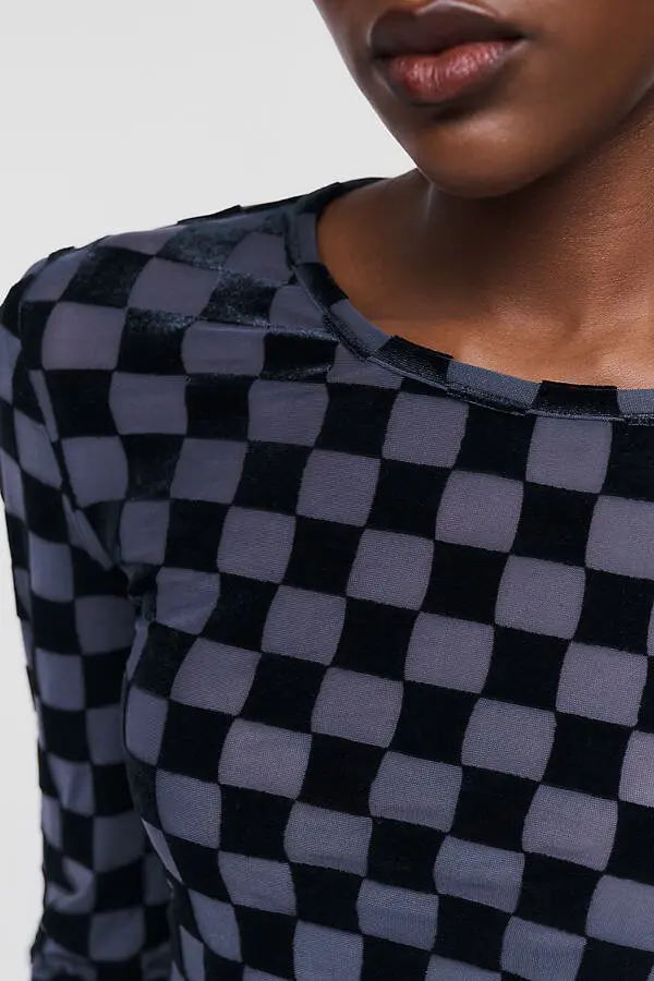 Anthropologie Long Sleeve Checkered Top