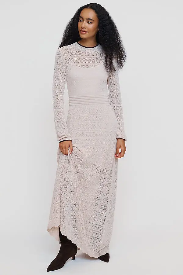Anthropologie Delicate Midi Dress - Ivory